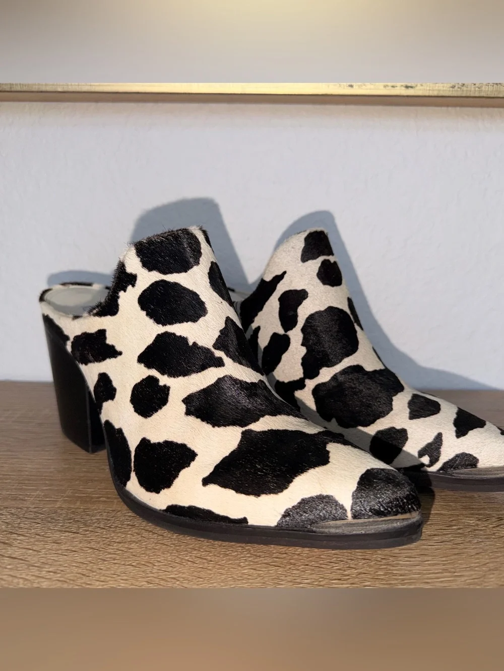 Steve Madden | Shoes | Steve Madden Fur Cow Print Pointed Toe Mules ...